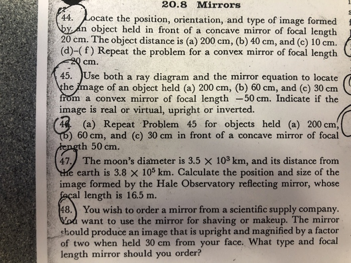 Solved 20.8 Mirrors 44. e the position, orientation, and | Chegg.com