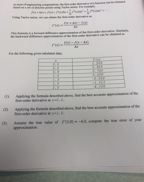 Solved In most of engineering computations, the first order | Chegg.com