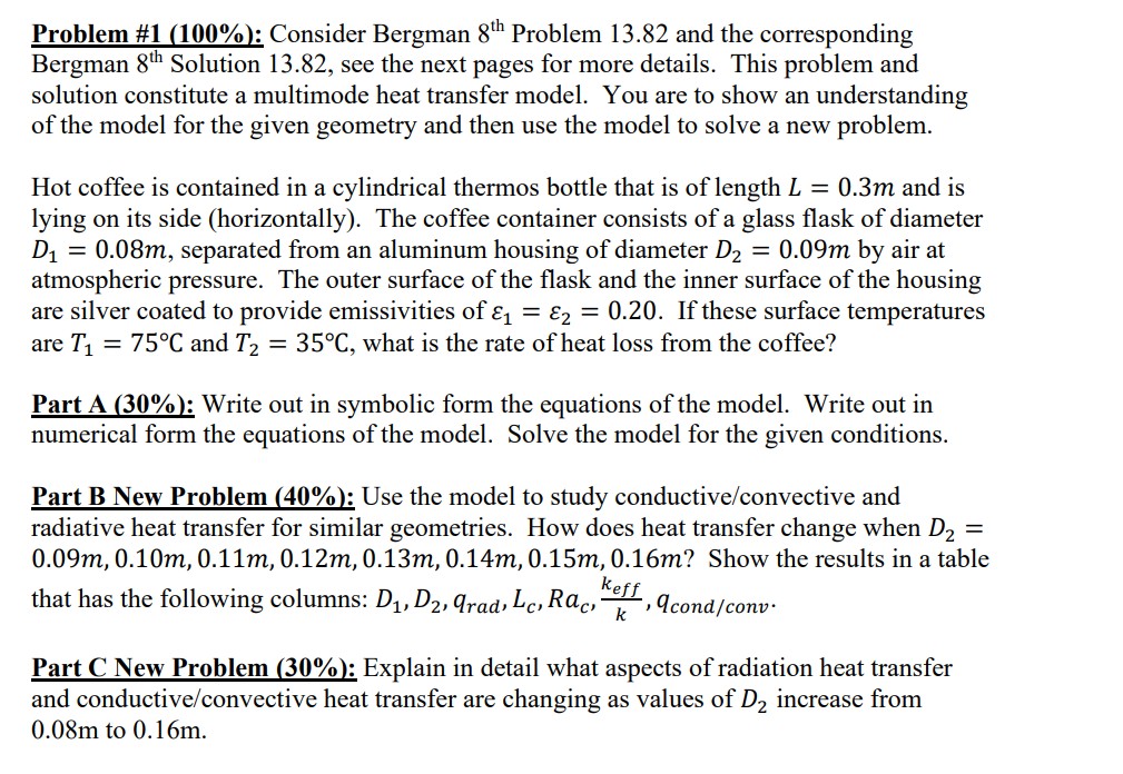 Problem #1 (100%): Consider Bergman 8th ﻿Problem | Chegg.com