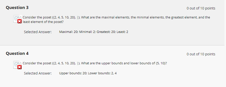 Solved Question 3 O out of 10 points Consider the poset ({2, | Chegg.com