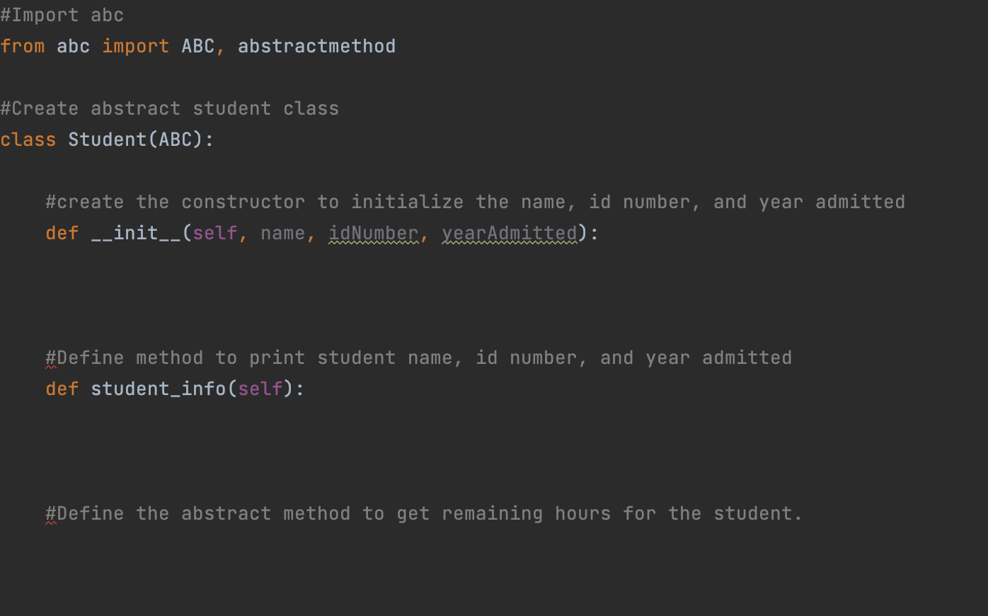 Solved #Import abc from abc import ABC, abstractmethod | Chegg.com