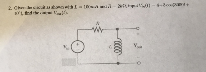 Solved 4+3 cos(3000t+ Given the circuit as shown with | Chegg.com