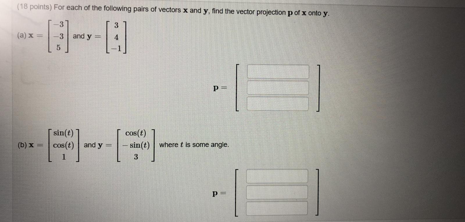 Solved (18 points) For each of the following pairs of | Chegg.com