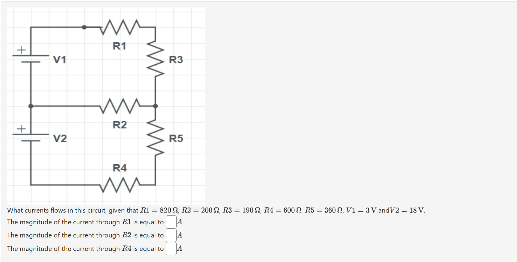 Solved What currents flows in ﻿this circuit, given that | Chegg.com