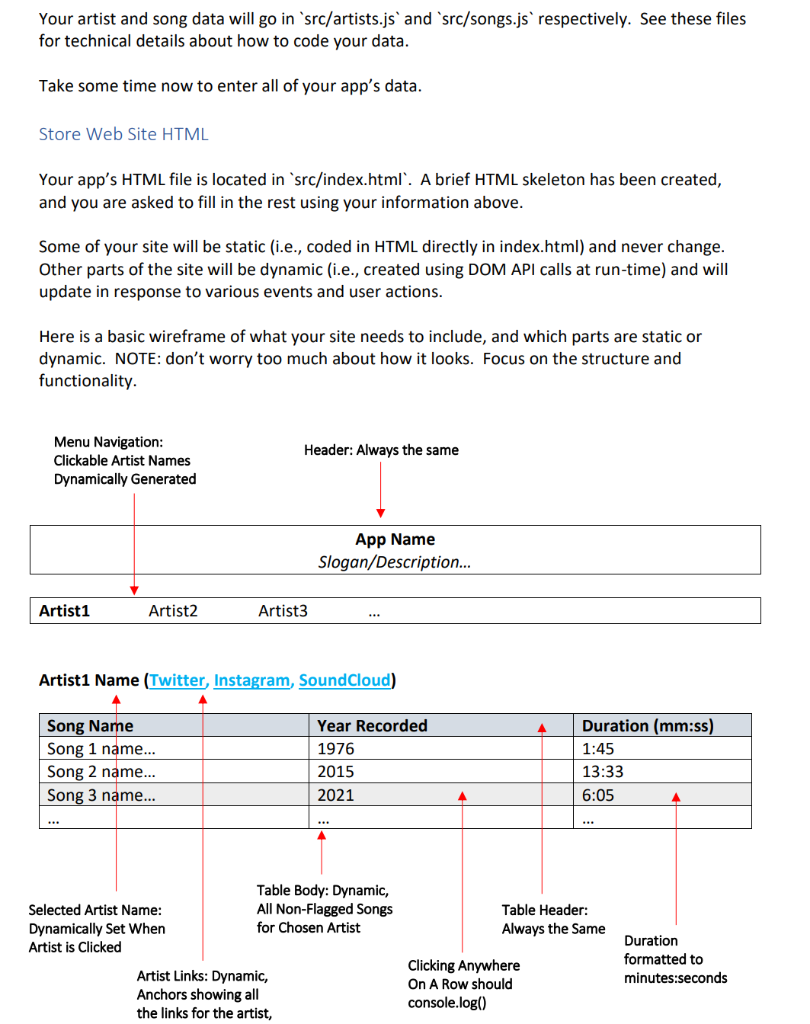 Solved continue to iterate on your previous work Music App | Chegg.com