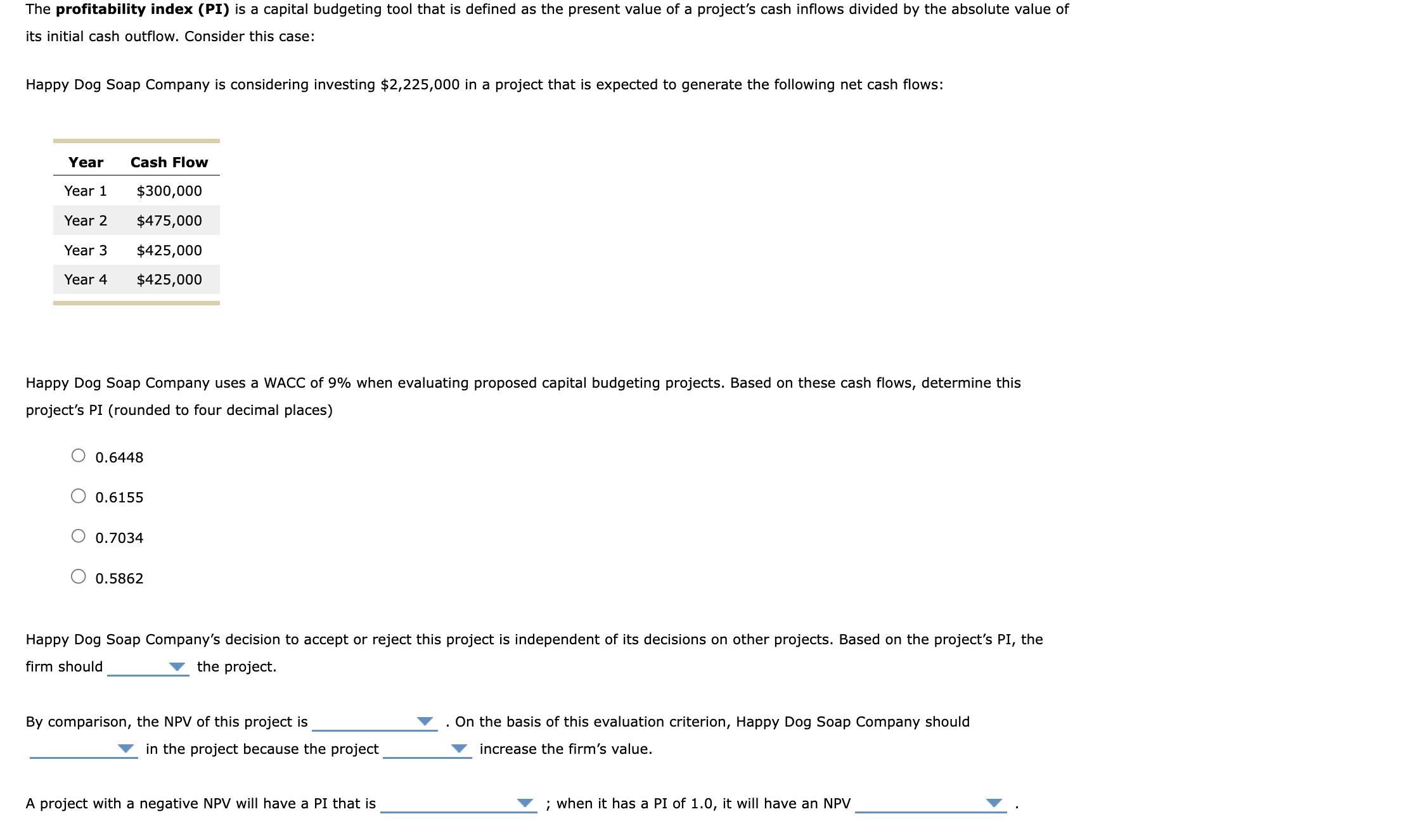 Solved The profitability index (PI) is a capital budgeting | Chegg.com