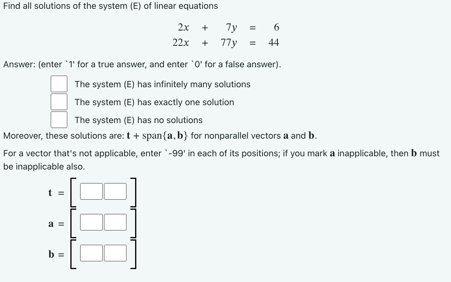 Solved Find all solutions of ﻿the system (E) of ﻿linear | Chegg.com