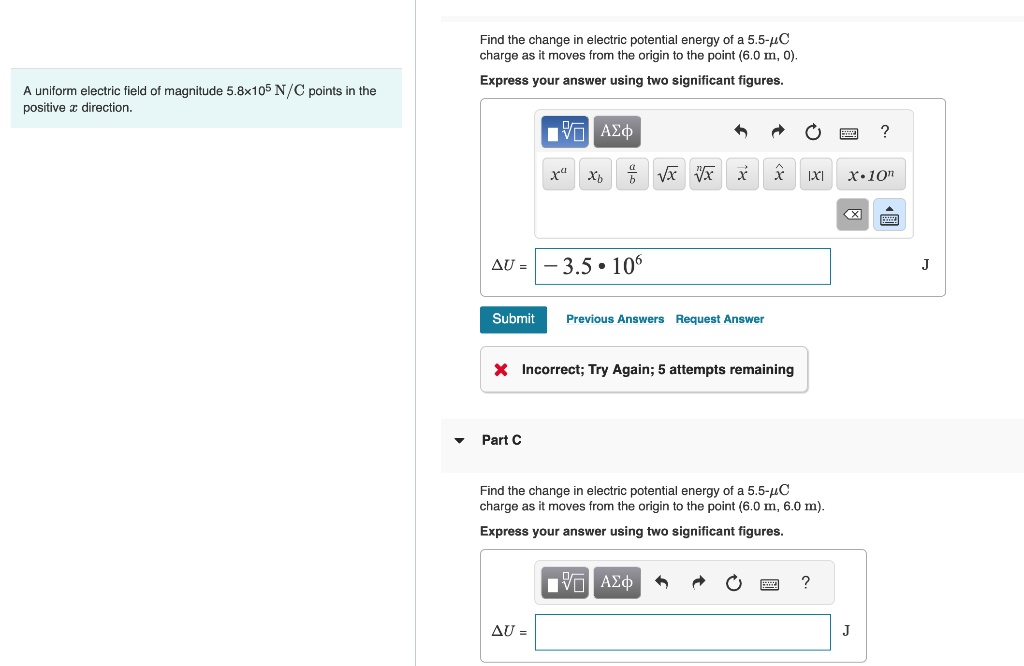 Solved Find the change in electric potential energy of a | Chegg.com