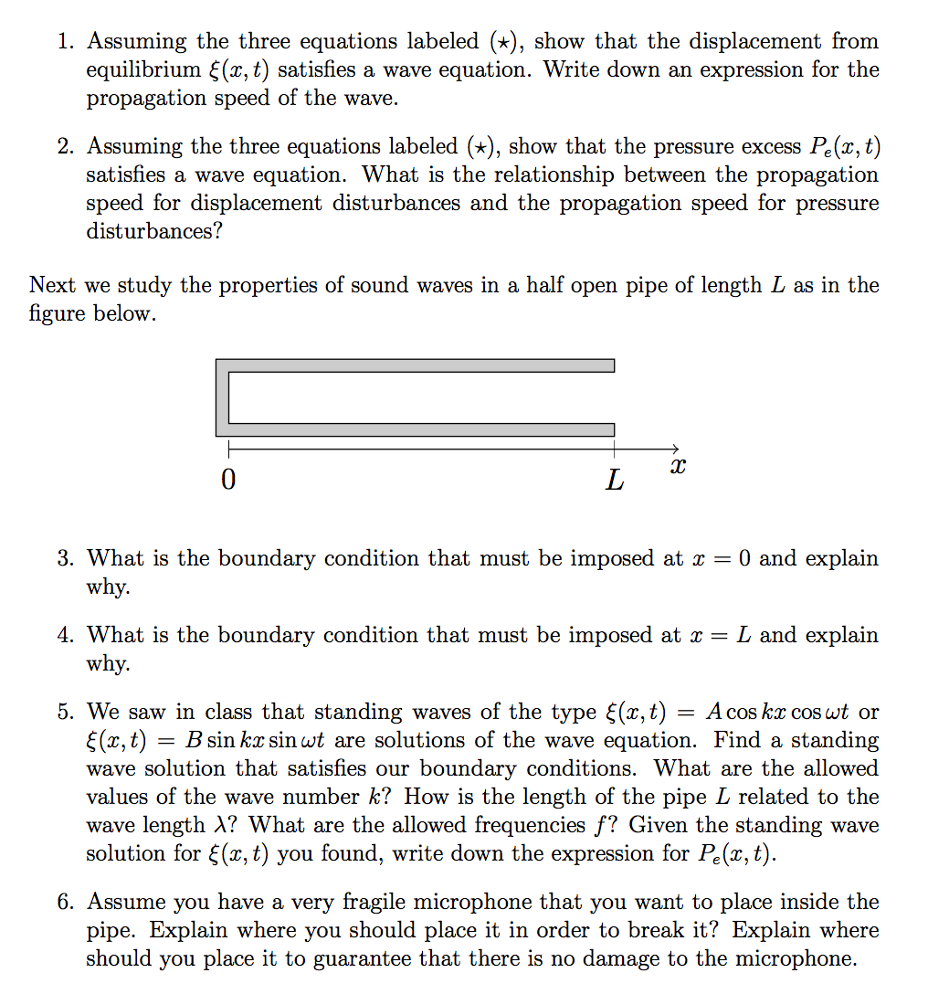 Problem I: (Sound Waves with a Summary) Undisturbed | Chegg.com