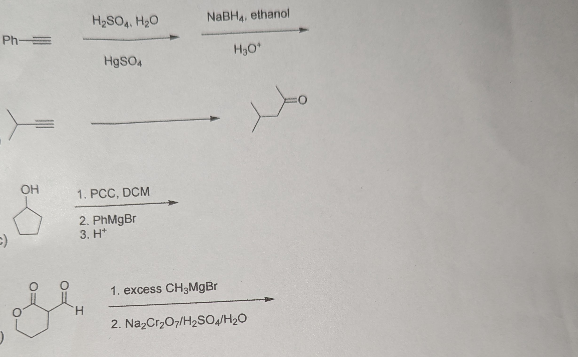 Solved 2. PhMgBr 3. H+ 1. excess CH3MgBr 2. | Chegg.com
