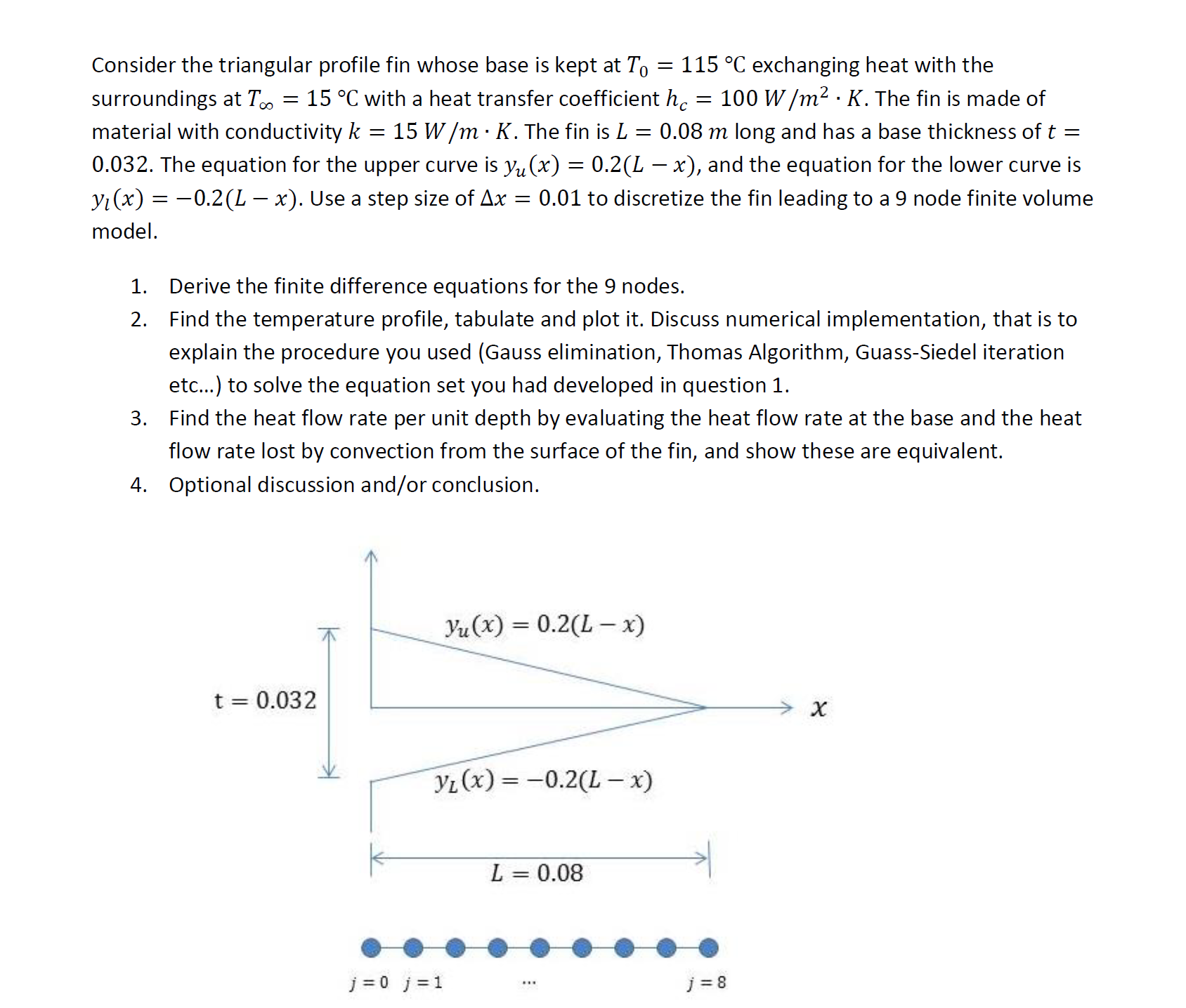 Solved Consider the triangular profile fin whose base is | Chegg.com