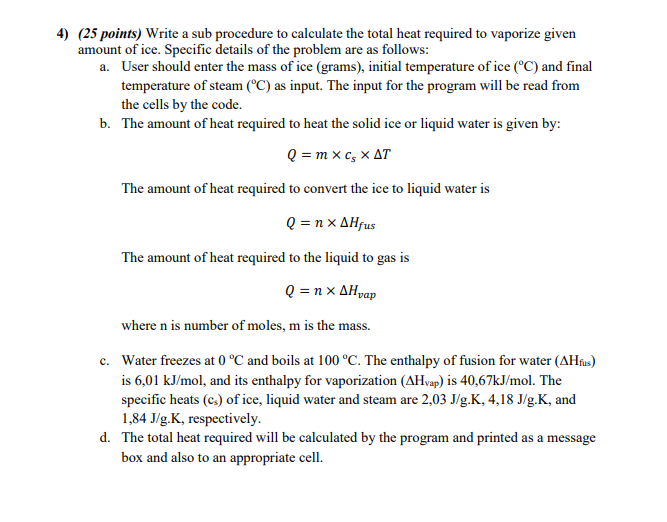 Solved (25 points) Write a sub procedure to calculate the | Chegg.com