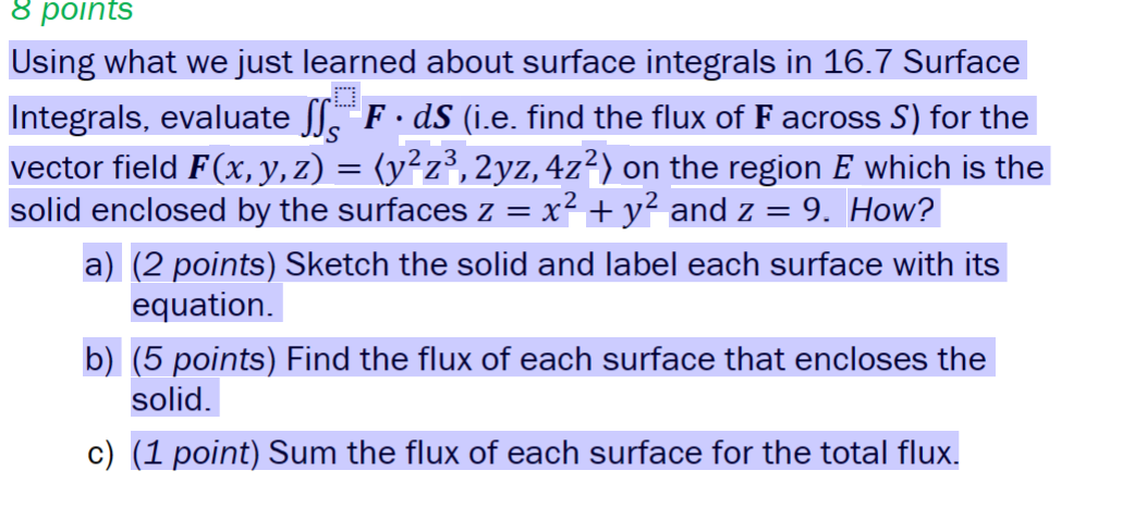 Solved 8 ﻿pointsUsing what we just learned about surface | Chegg.com