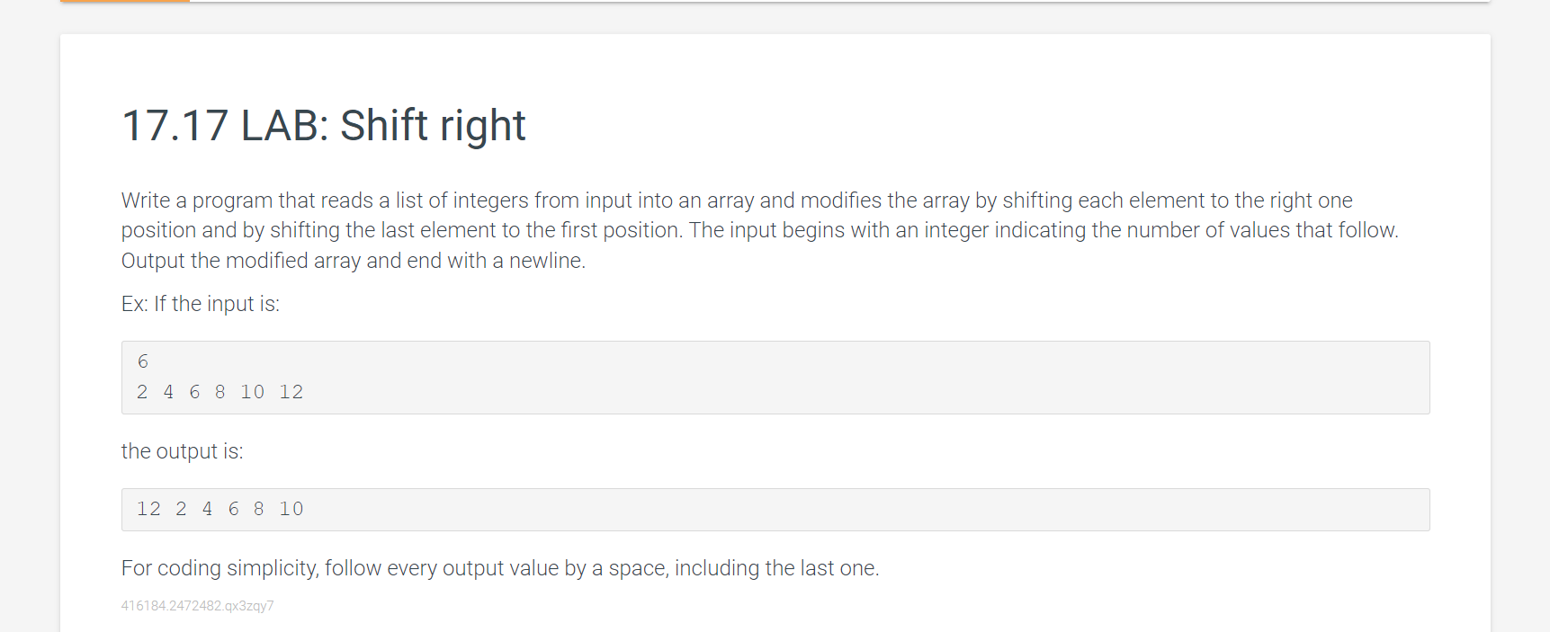 Solved 17 17 Lab Shift Right Write A Program That Reads A Chegg