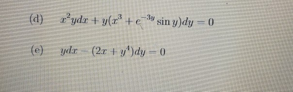 Solved Solve the following exact differential equations. If | Chegg.com