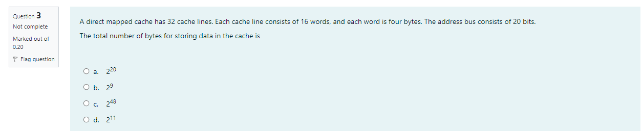 Solved Question 3 Not complete A direct mapped cache has 32 | Chegg.com
