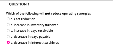 Solved Which of the following will not reduce operating | Chegg.com