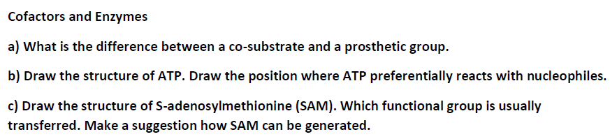 Solved Cofactors and Enzymes a) What is the difference | Chegg.com