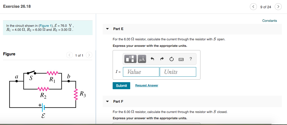 Solved Constants In the circuit shown in (Figure 1), E = | Chegg.com