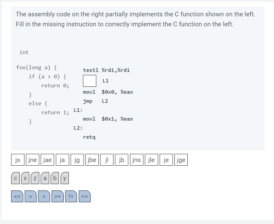Solved The assembly code on the right partially implements | Chegg.com