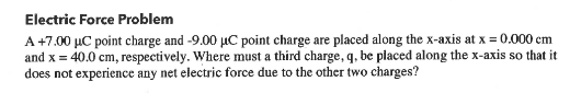 Solved Electric Force Problem A+7.00μC point charge and | Chegg.com