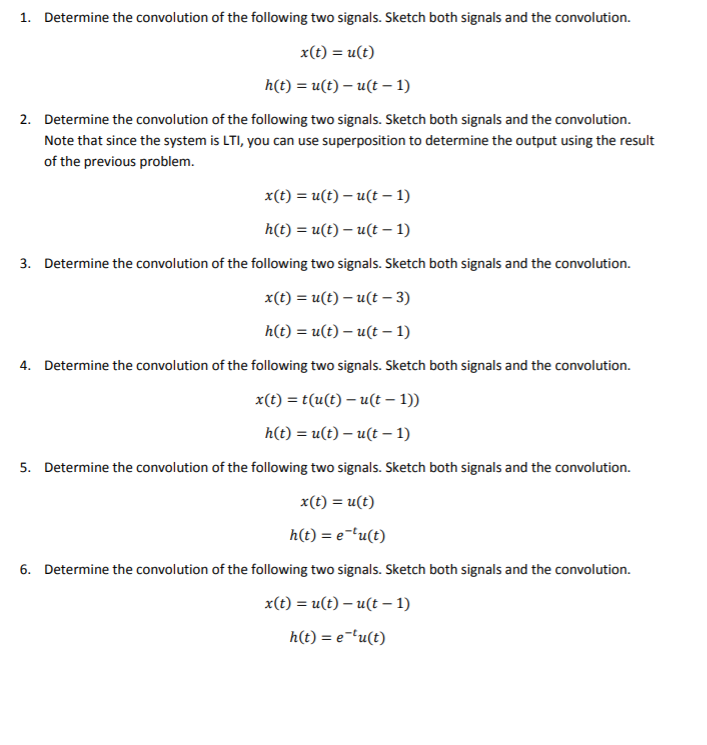 Solved 1. Determine the convolution of the following two | Chegg.com