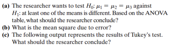 Solved 2. Given the following ANOVA output, answer the | Chegg.com