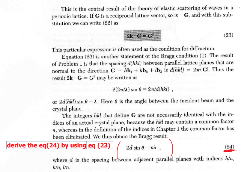 Solved Diffraction Conditions Theorem. The set of reciprocal | Chegg.com