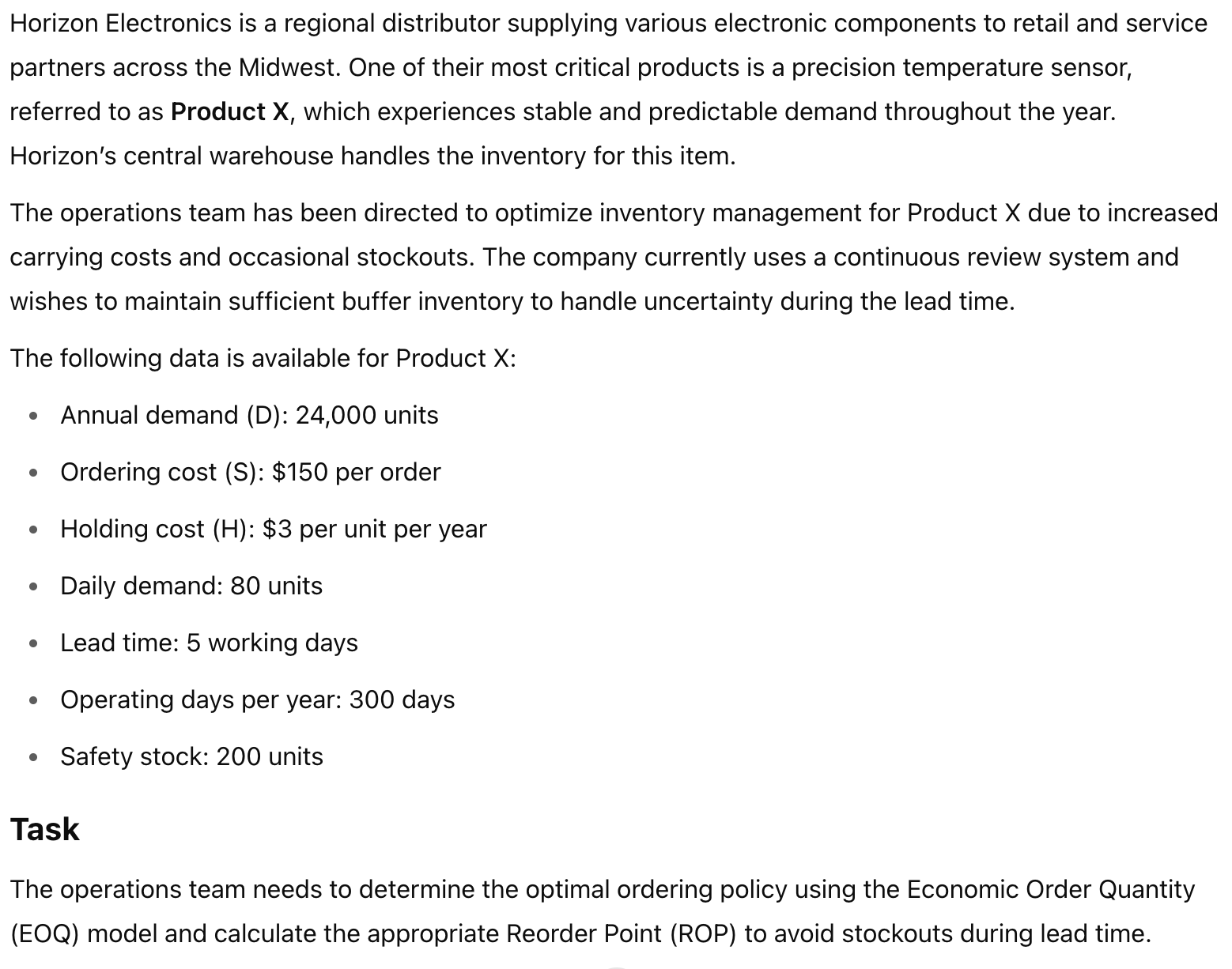 Solved Horizon Electronics is a regional distributor | Chegg.com