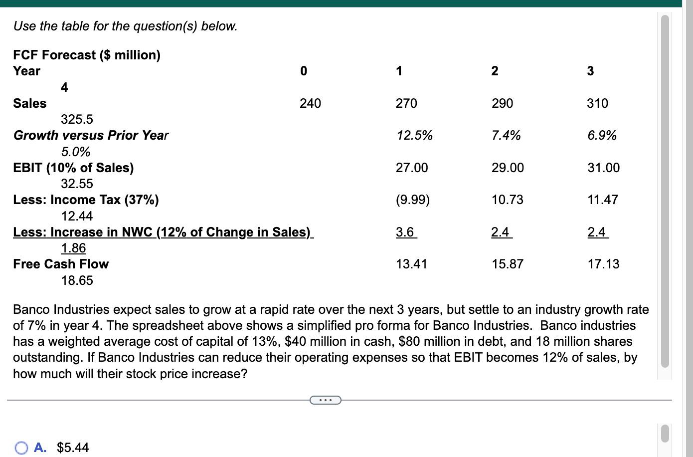 Solved Use the table for the question(s) below. 1 2 3 270 | Chegg.com