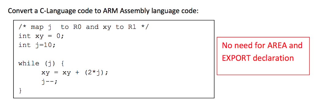 Solved Convert a C-Language code to ARM Assembly language | Chegg.com