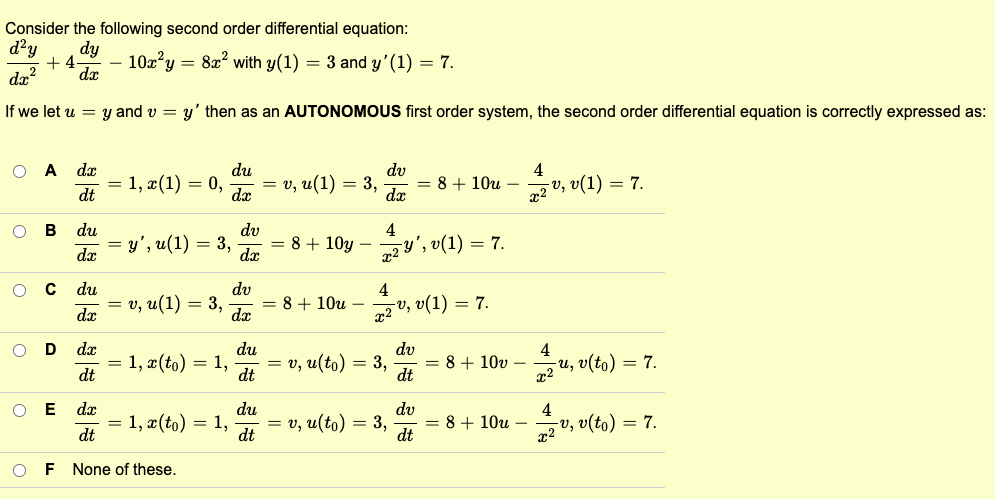 Solved Consider the following second order differential | Chegg.com