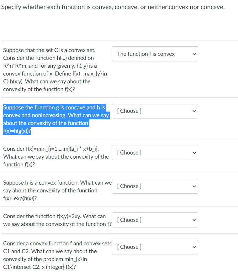Solved Options are : function f is convex function f is | Chegg.com