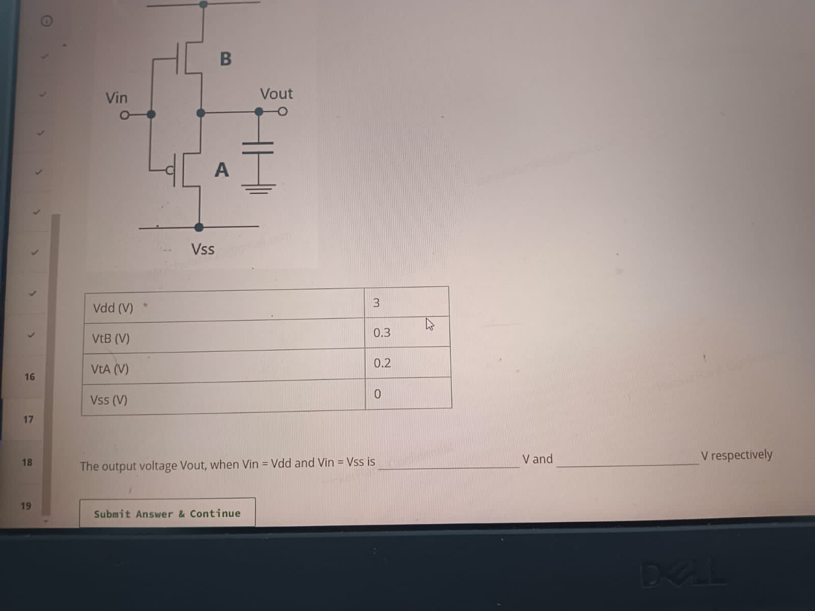 Solved The output voltage Vout, when Vin = Vdd and Vin = Vss | Chegg.com
