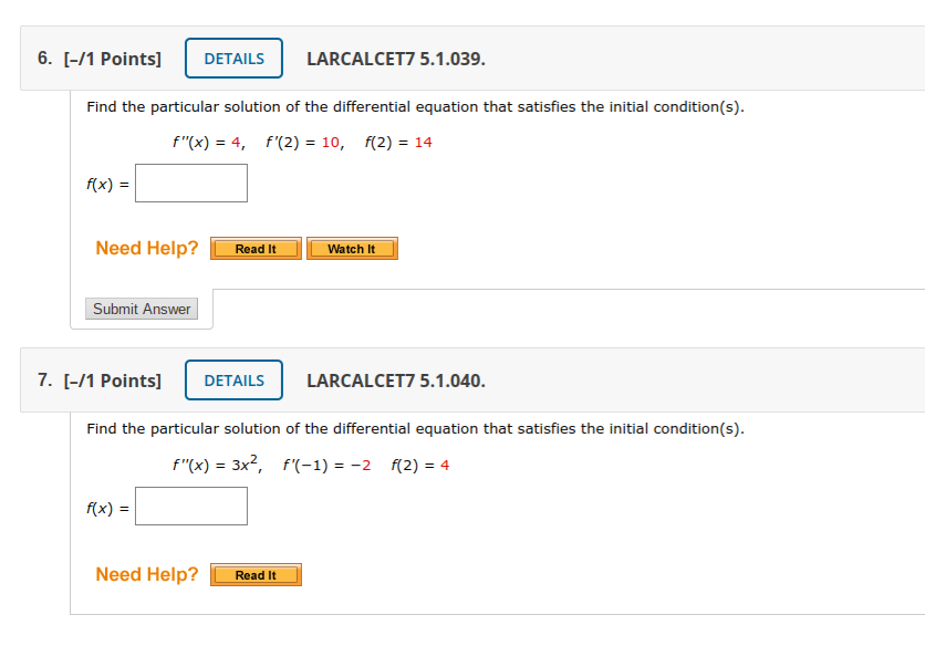 Solved 6. [-/1 Points] DETAILS LARCALCET7 5.1.039. Find the | Chegg.com