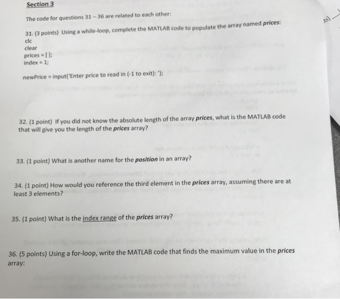 Solved Section 3 The code for questions 31-36 are related to | Chegg.com