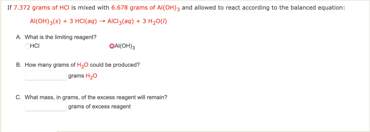 Solved If 7.372 grams of HCl is mixed with 6.678 grams of | Chegg.com