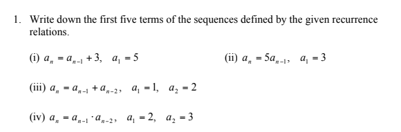 Solved Write down the first five terms of the sequences | Chegg.com