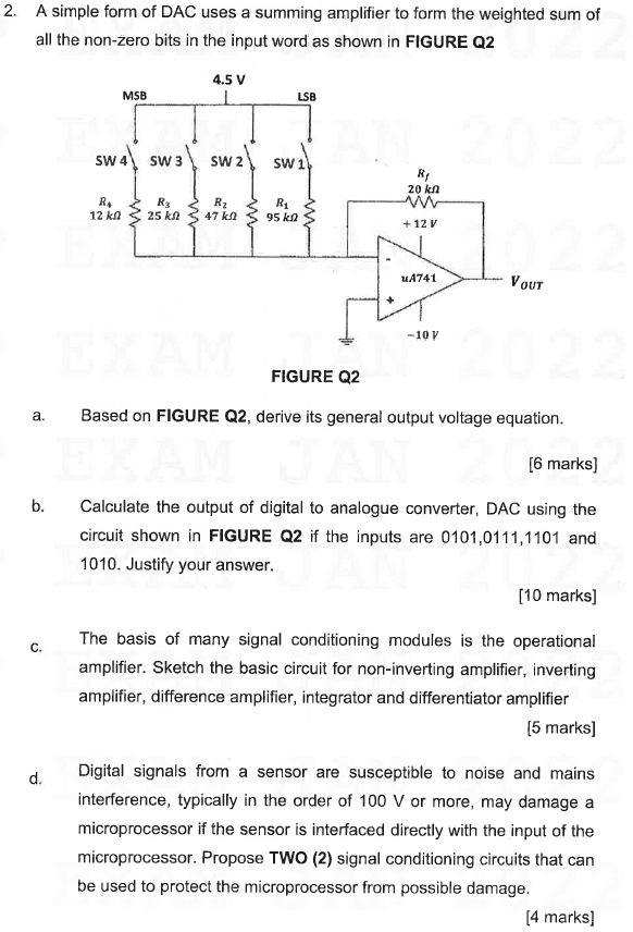 2. A simple form of DAC uses a summing amplifier to | Chegg.com