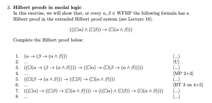 Hilbert proofs in modal logic In this exercise, we | Chegg.com