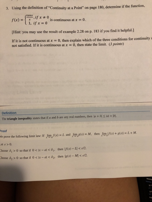 Solved 3. Using the definition of "Continuity at a Point" on | Chegg.com