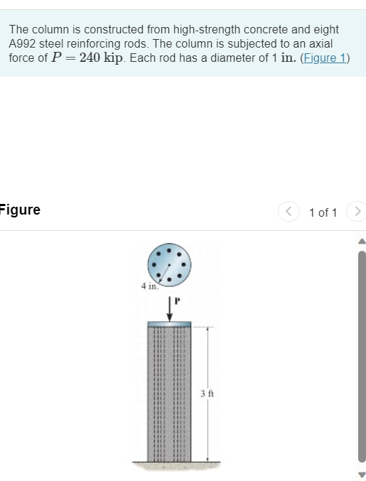 Solved The column is constructed from high-strength concrete | Chegg.com