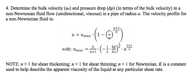 4. Determine the bulk velocity (ub) and pressure drop | Chegg.com