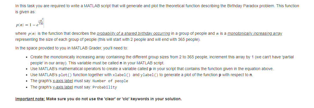 Solved In this task you are required to write a MATLAB | Chegg.com