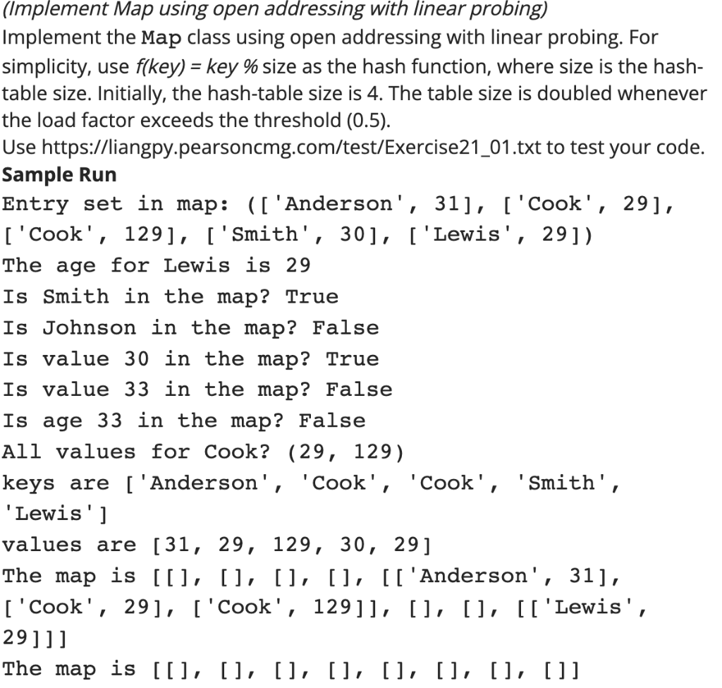 Solved Implement Map Using Open Addressing With Linear 1827