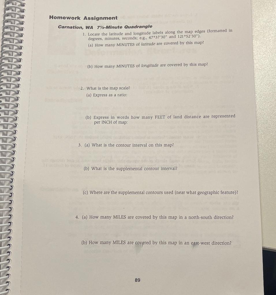 vork Assignment ation, WA 71/2-Minute Quadrangle 1. | Chegg.com