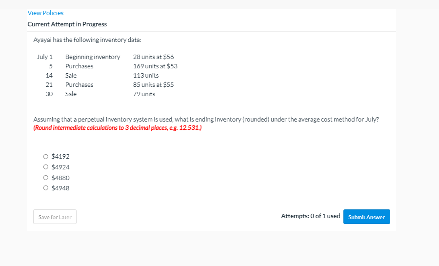 Solved View Policies Current Attempt in Progress Ayayai has | Chegg.com