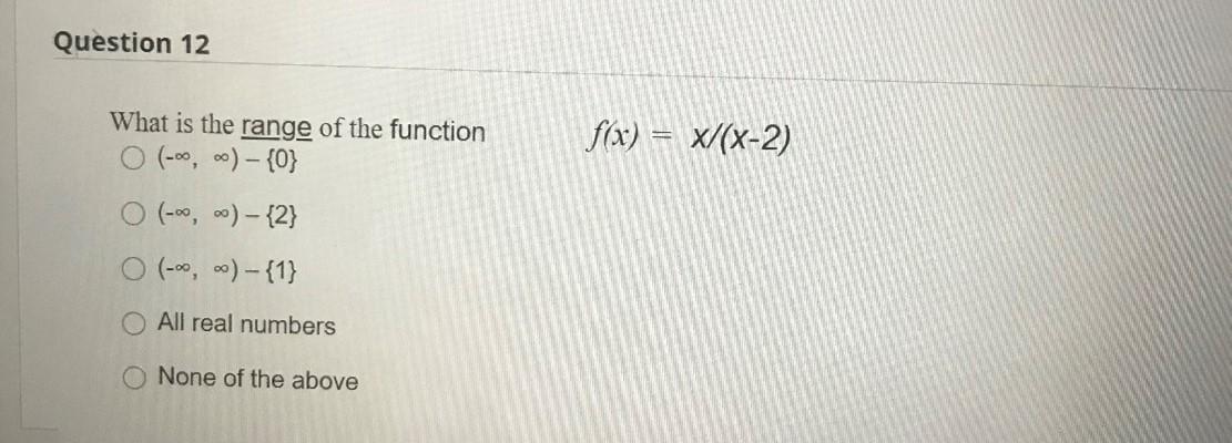 Solved Question 12 What is the range of the function O (-0, | Chegg.com