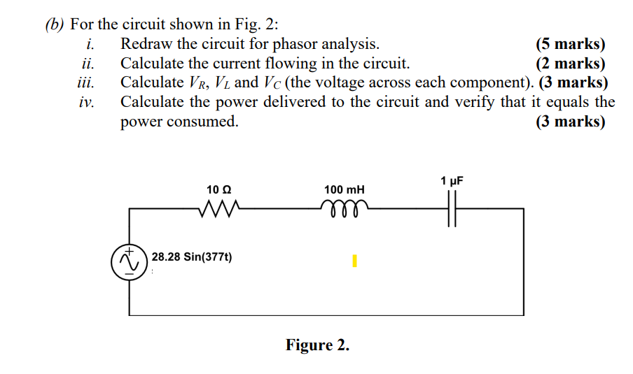 Solved (b) For the circuit shown in Fig. 2: i. Redraw the | Chegg.com