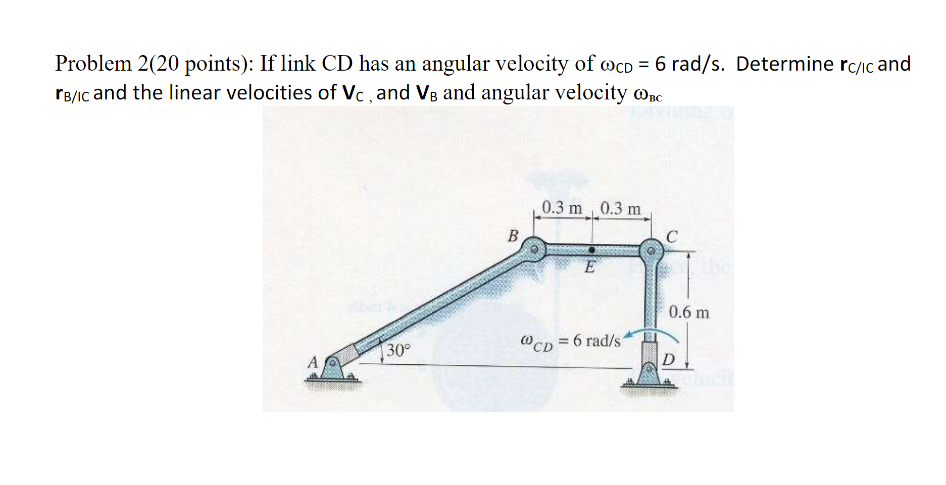 Solved Problem 2(20 points): If link CD has an angular | Chegg.com Solved Problem 2(20 points): If link CD has an angular | Chegg.com
